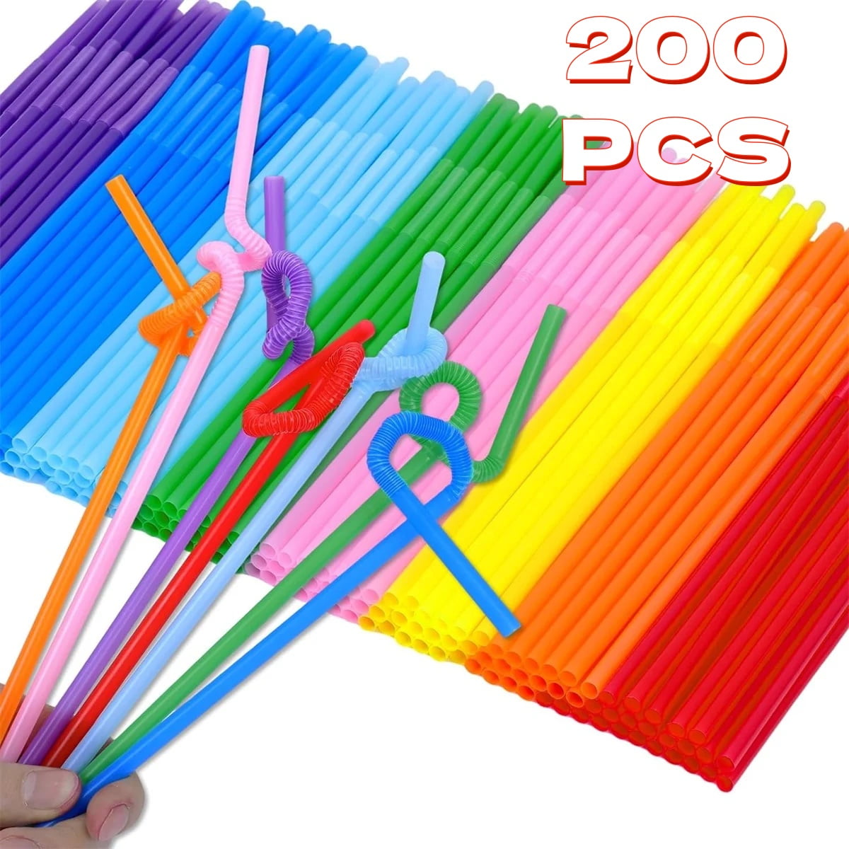 GIXUSIL 200 Pack Extra Long Straws - 12" Cocktail Straws Drinking ...