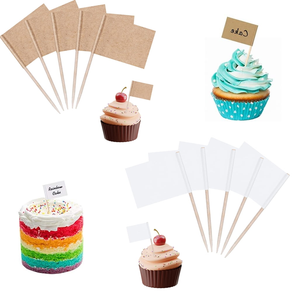 GIXUSIL 200 Pcs Blank Toothpick Food Flags for Buffets to Write On ...
