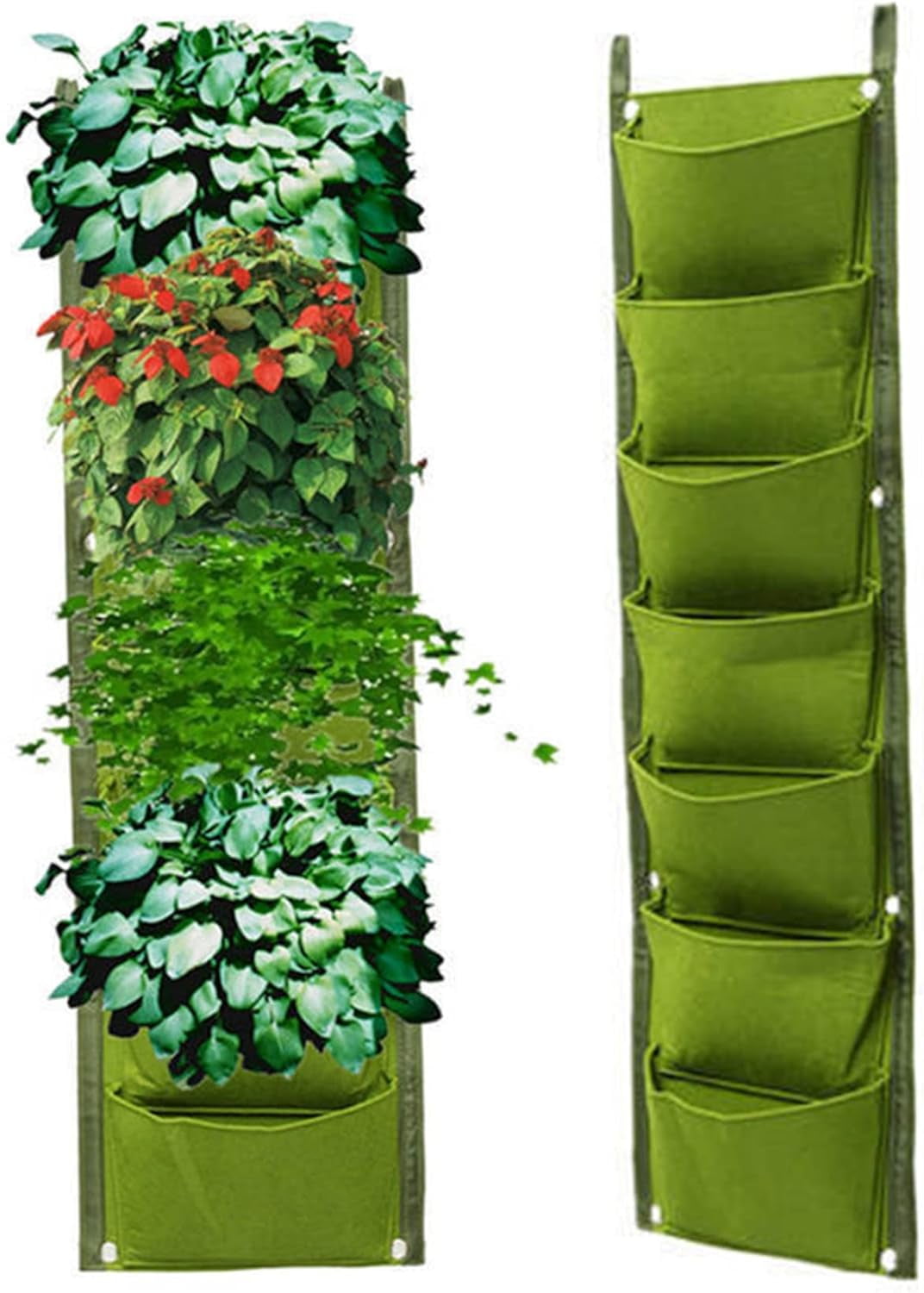 GIXUSIL 2Pcs 7 Pockets Hanging Planters for Outdoor Plants, One Pack ...