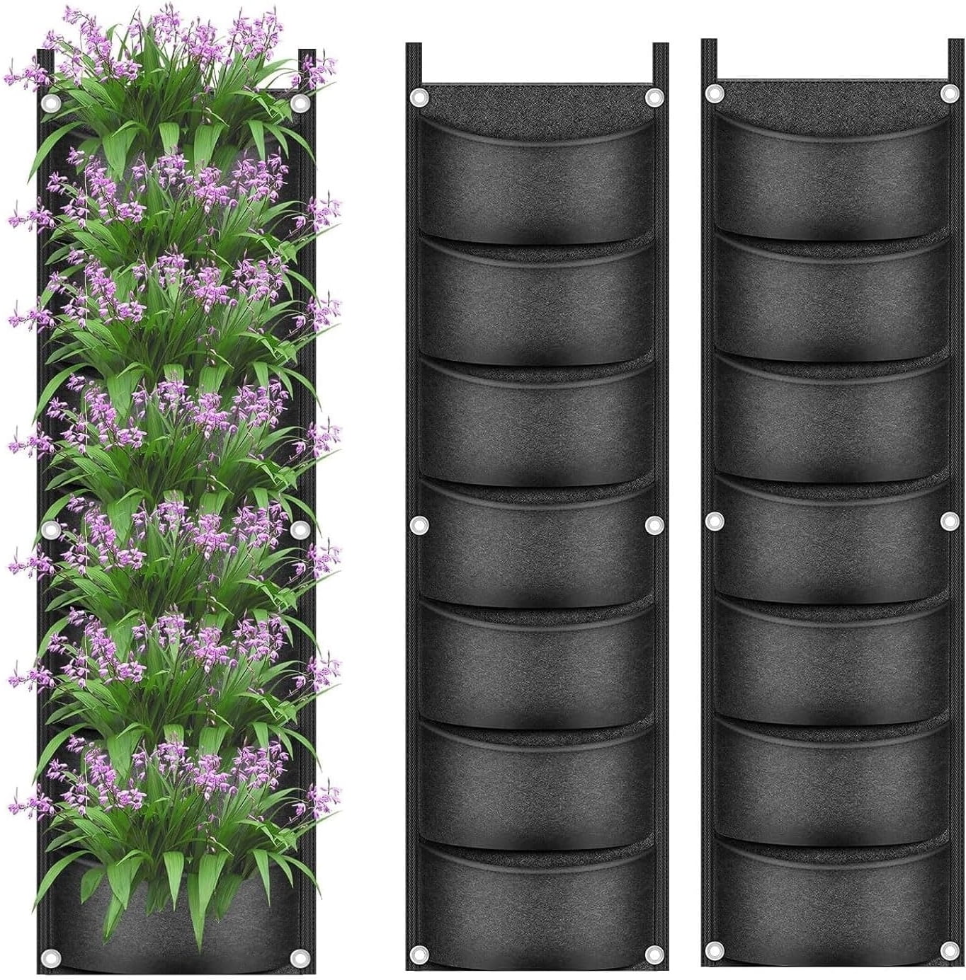 GIXUSIL 2Pcs Hanging Vertical Wall Planter 7 Pockets Upgraded Deeper ...