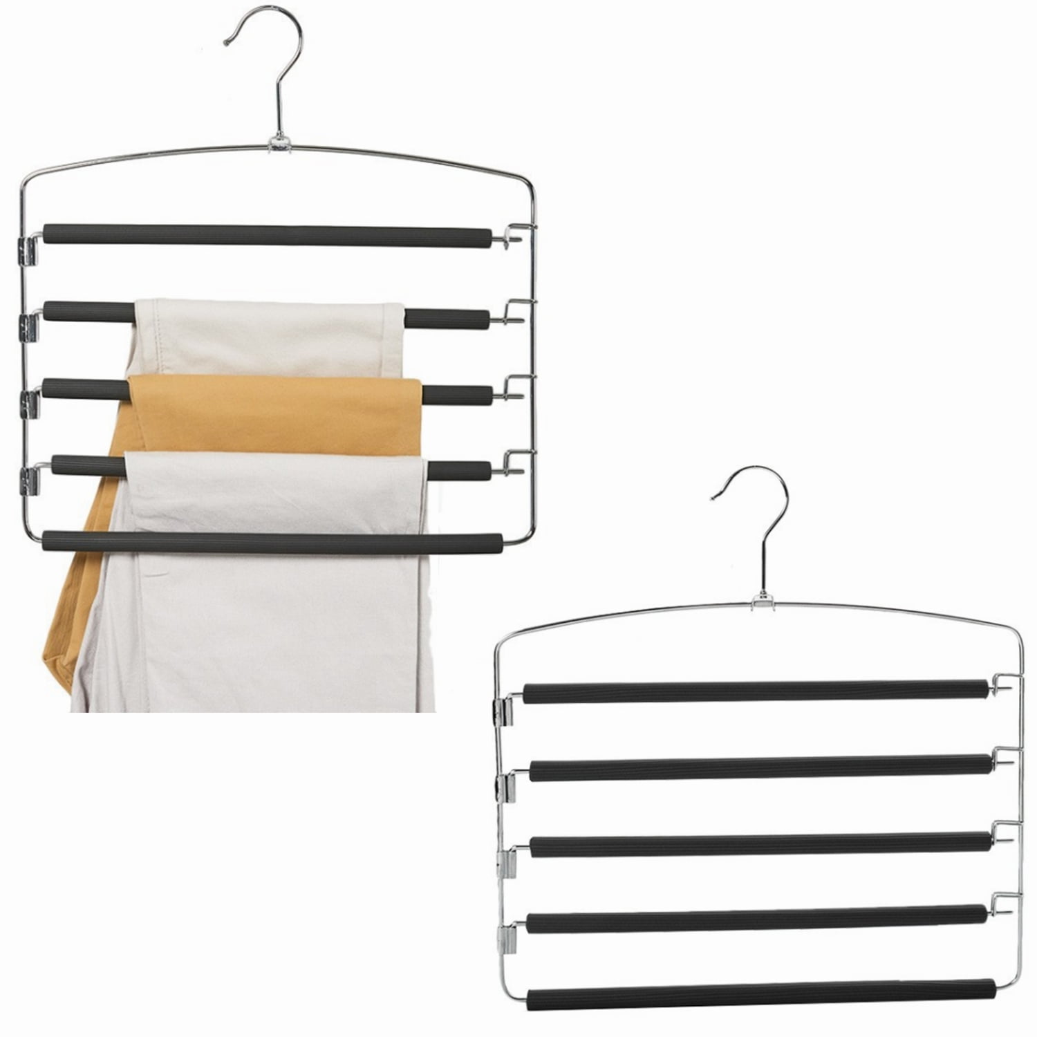 GIXUSIL 2Pcs Pants Hangers 5Tier Closet Organizers and Storage Clothes ...