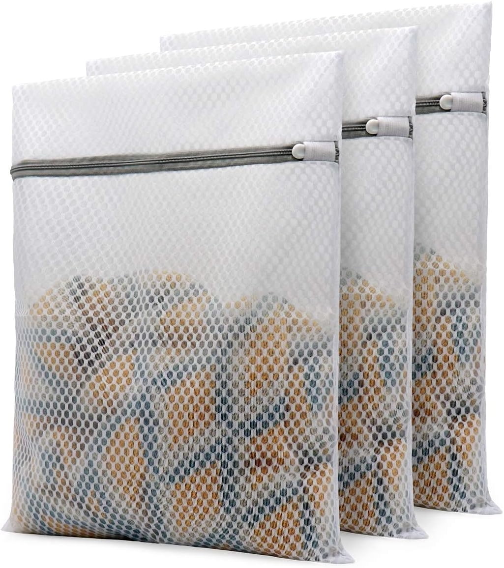 GIXUSIL 3 Pcs Mesh Laundry Bags For Delicates With Zipper, Washing Bag ...