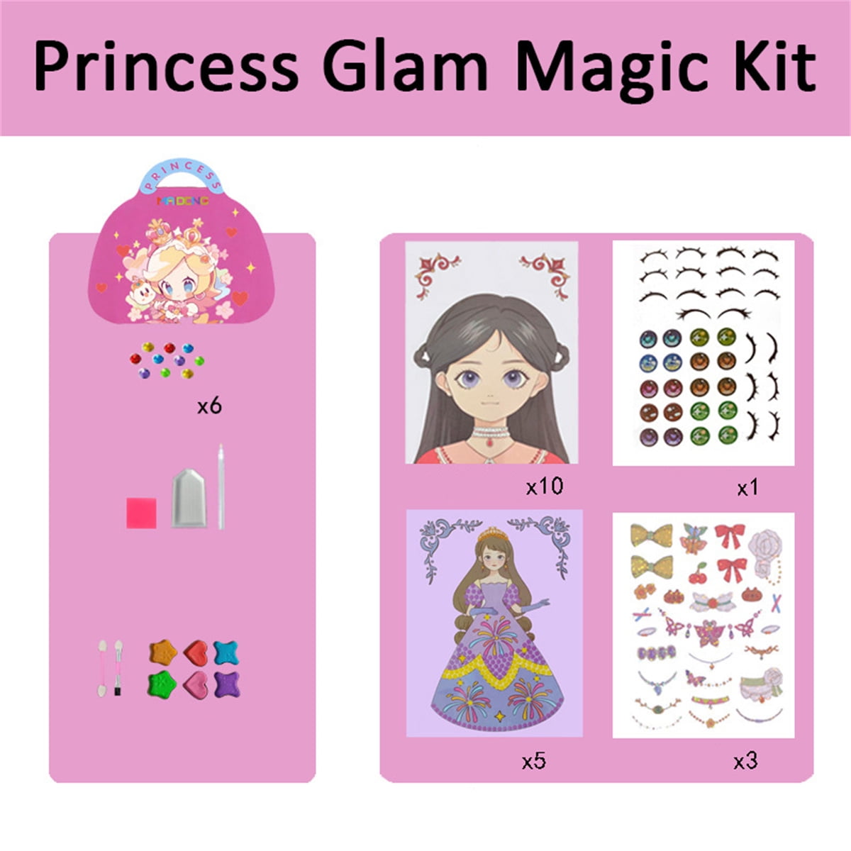 GIXUSIL 3-in-1 Princess Creative Art Craft Kit for Girls - DIY Makeup ...