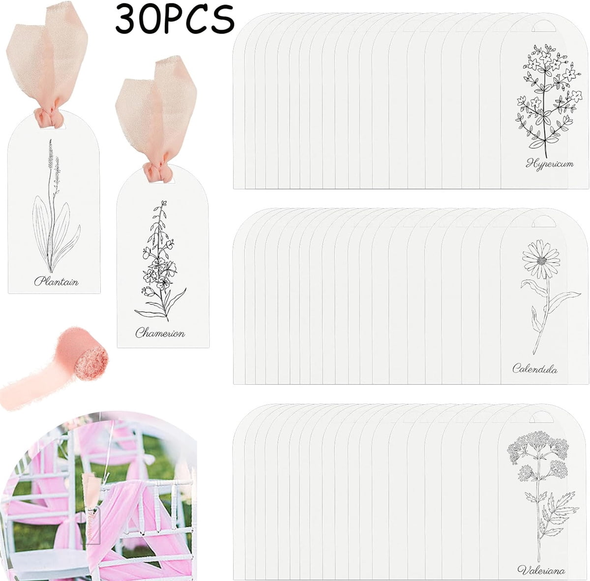 GIXUSIL 30Pcs Acrylic Place Cards with Ribbon, Wedding Reserved Chairs ...