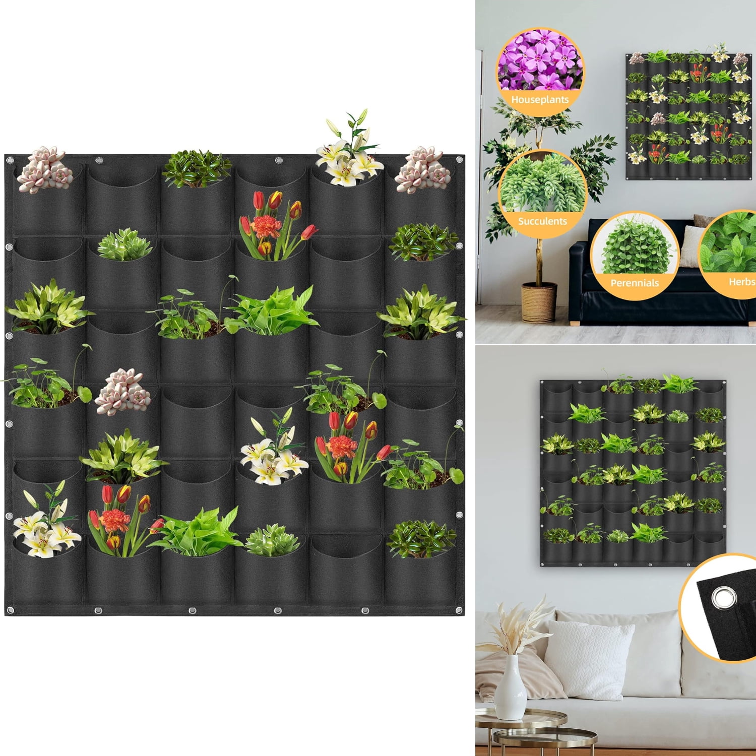 GIXUSIL 36 Pocket Vertical Planter and Guide for Indoor and Outdoor ...