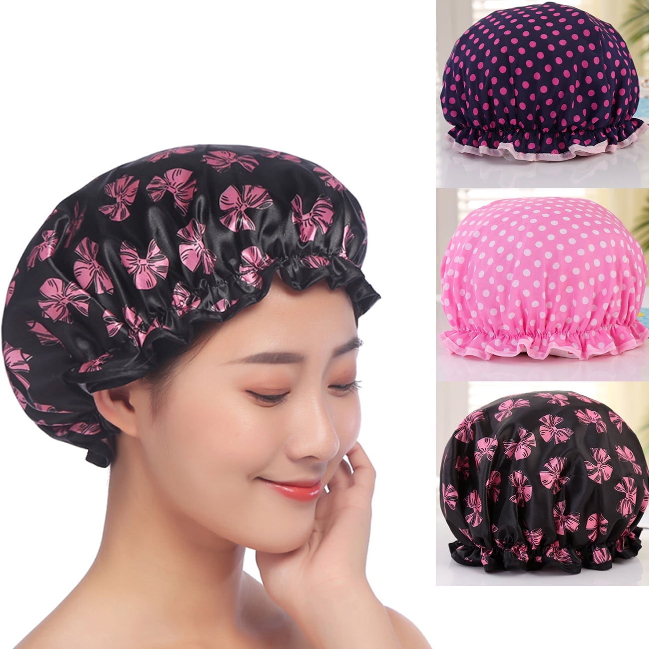 GIXUSIL 3Pcs Shower Cap, Large Shower Caps for Women Long Hair ...