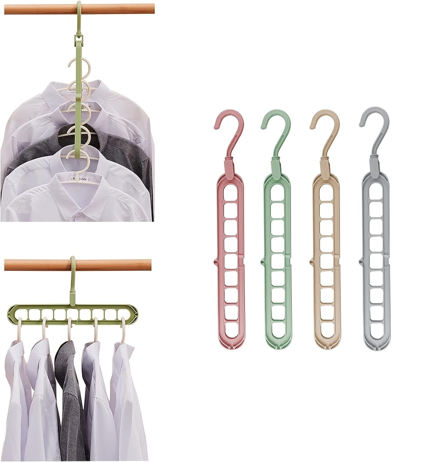 GIXUSIL 4 Pack of Hangers Space Saving for clothes, Hanger Organizer ...