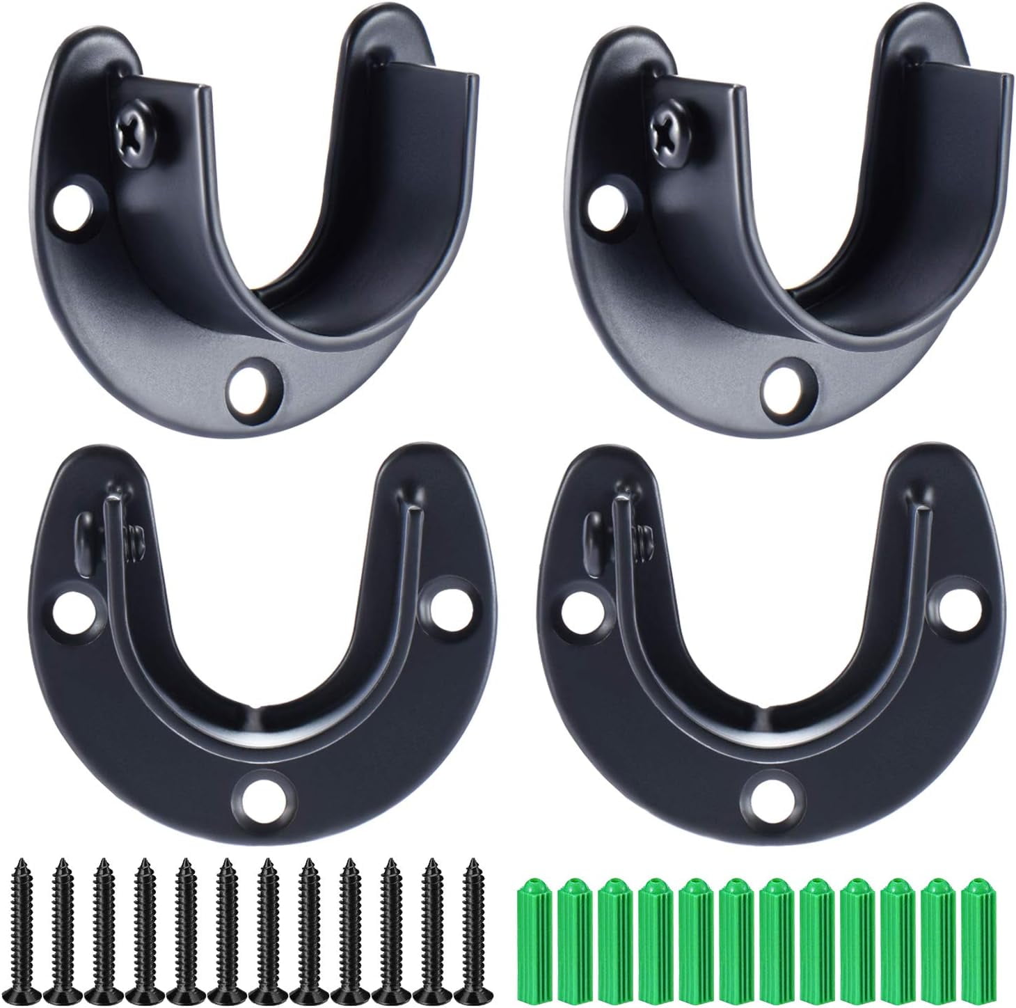 GIXUSIL 4 Packs Black Heavy Duty Stainless Steel Closet Rod End ...
