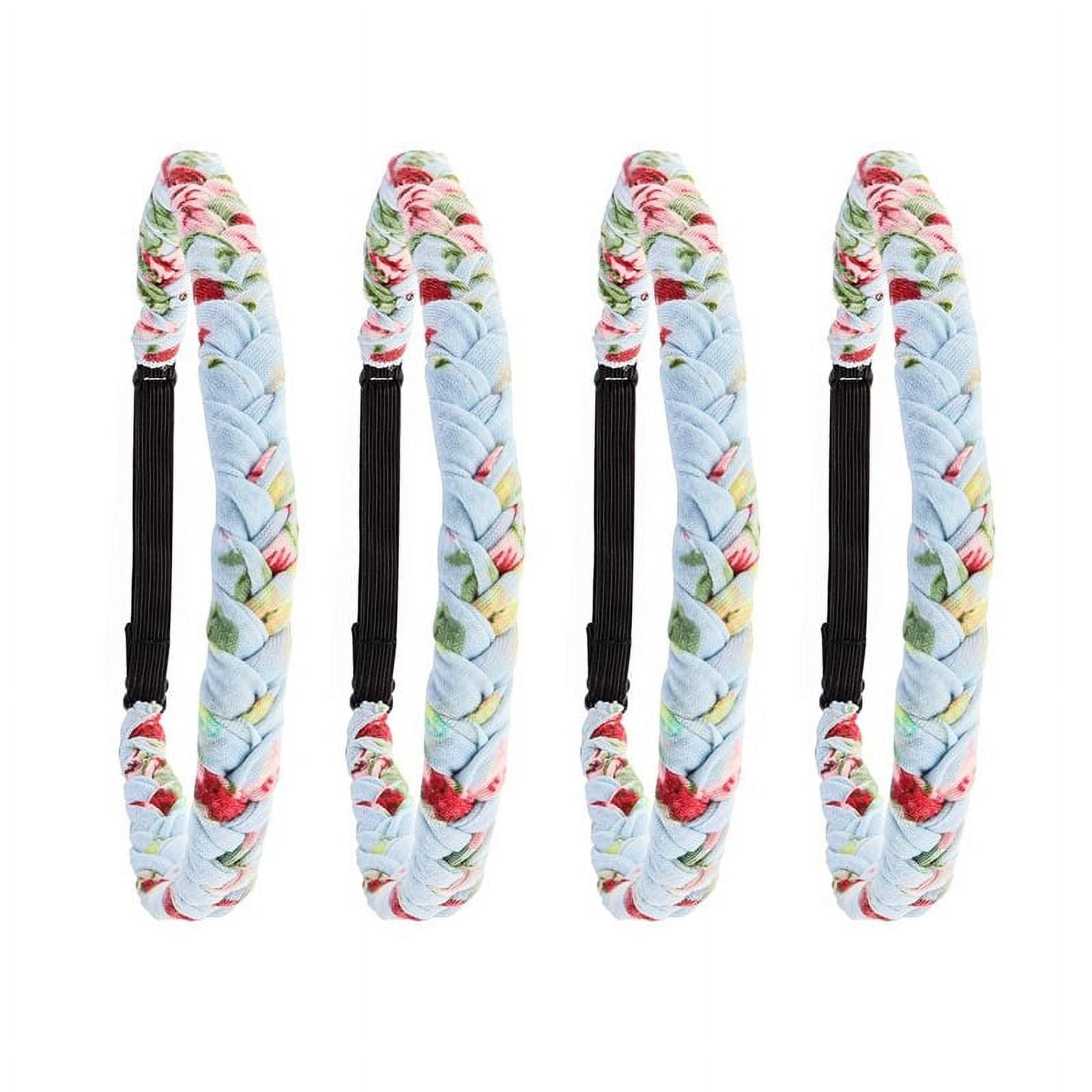 GIXUSIL 4Pcs Floral Headbands for Girls, Adjustable Braided Hairband ...