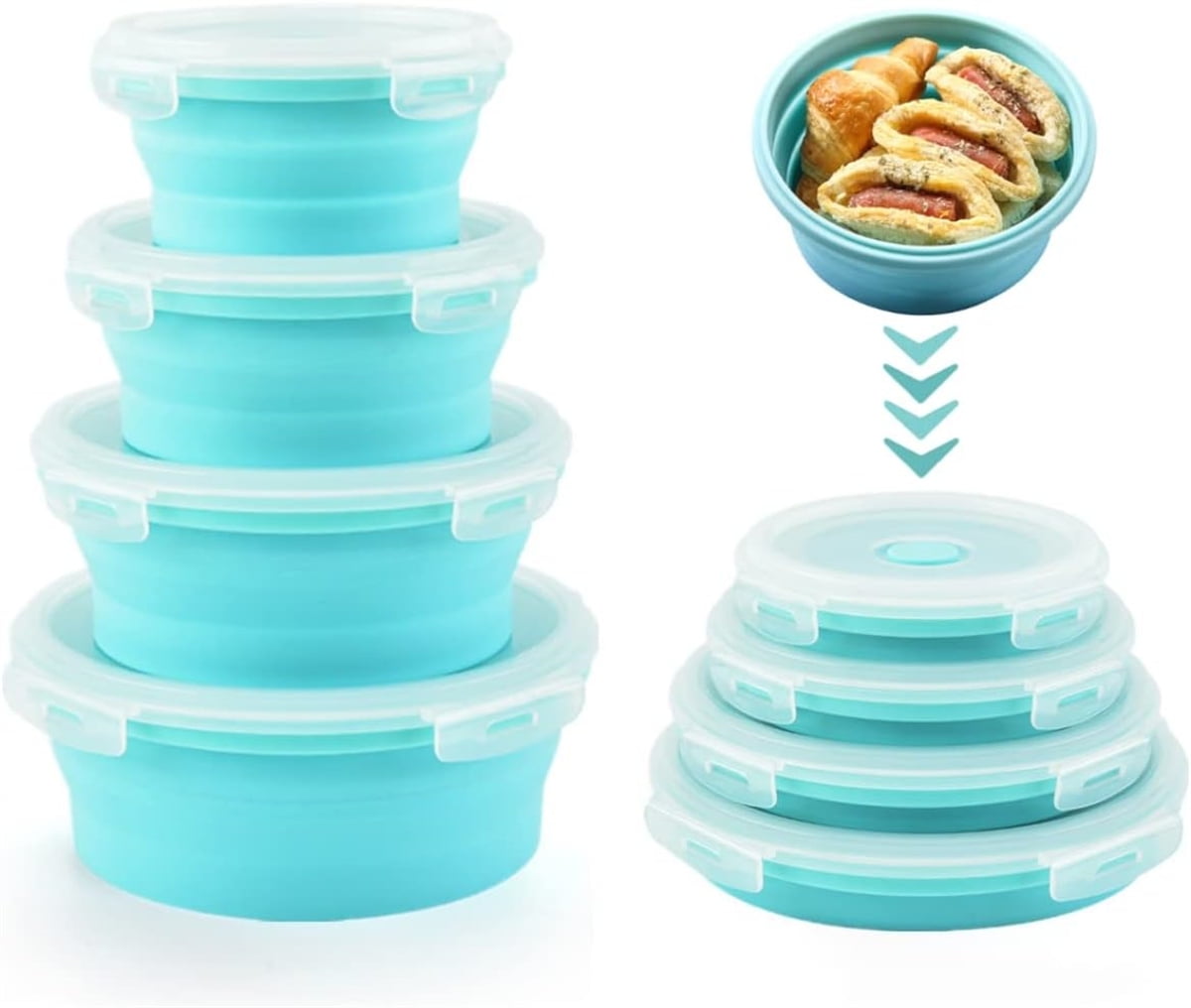GIXUSIL 4Pcs Silicone Collapsible Food Storage Containers, Stackable ...