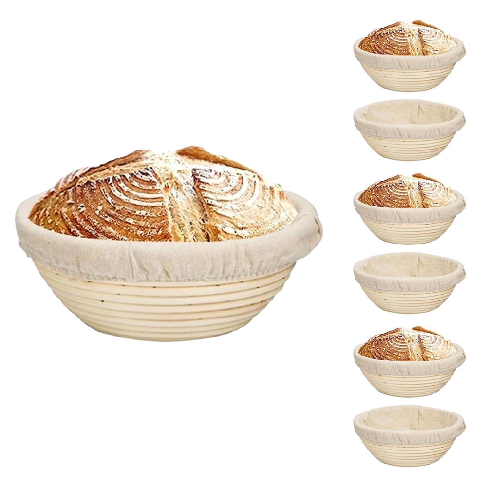GIXUSIL 5 Inch Bread Basket Set of 6 Round Dough Proofing Bowls with ...