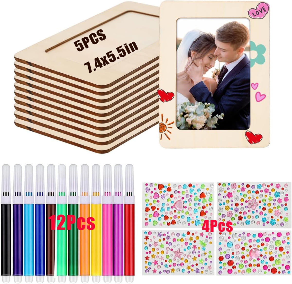 GIXUSIL 5 Pcs Picture Frame Painting Craft Kit for 4"*6" Photo, DIY ...