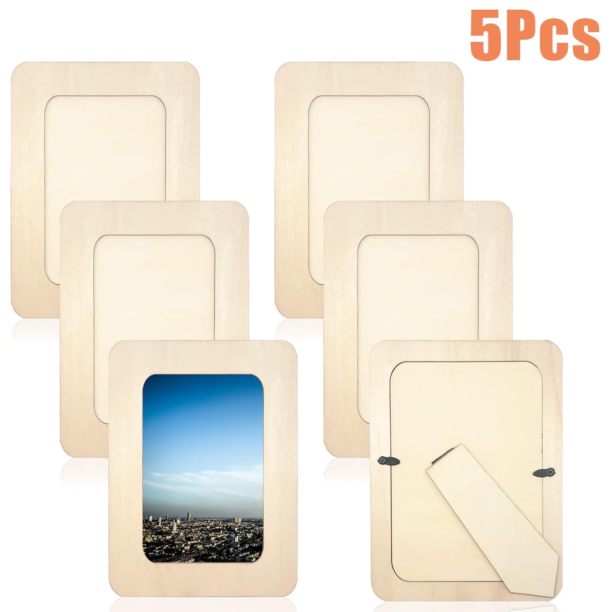 GIXUSIL 5 Pcs Unfinished Wooden Picture Frames for 4" x 6" Photos ...