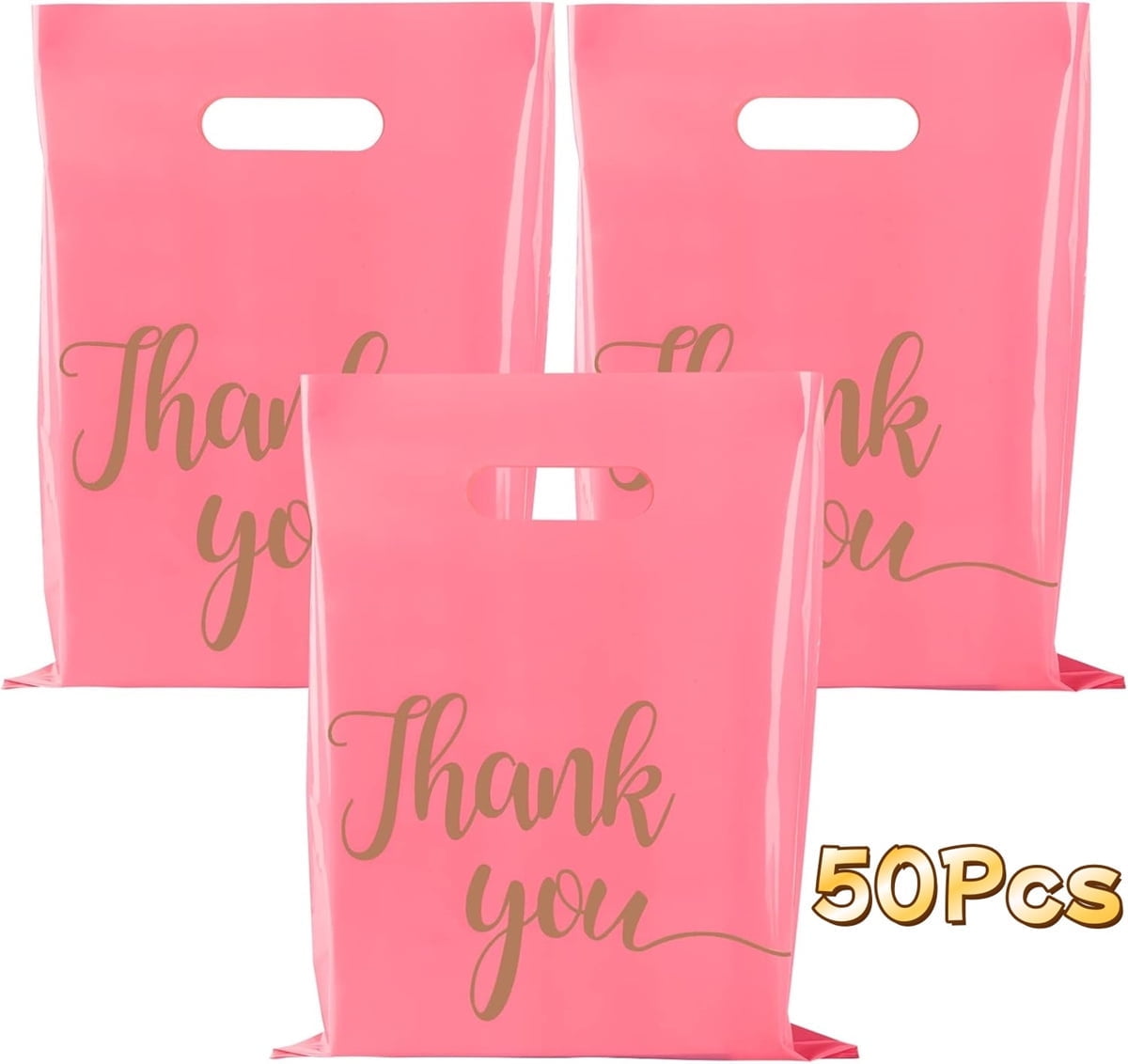 GIXUSIL 50 Pack Thank You Bags for Business, 8 x 12 inch Plastic ...