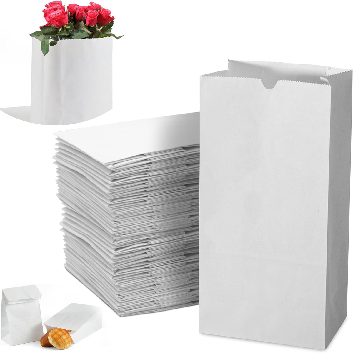 GIXUSIL 50 Pcs Restaurantware Bag, 1lb Paper Bags, White Kraft Paper ...