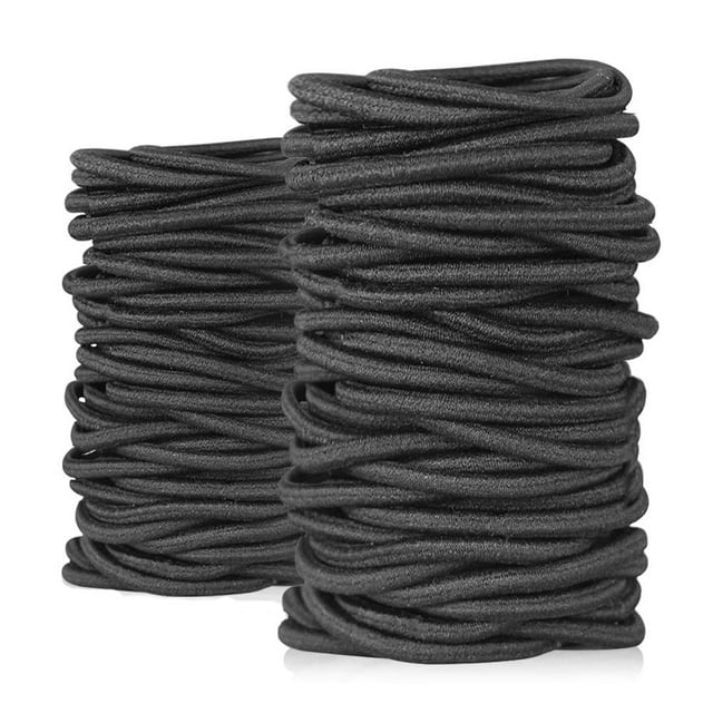 GIXUSIL 50Pcs Hair Ties for Women Thick Hair, 4mm Black Elastic Hair ...