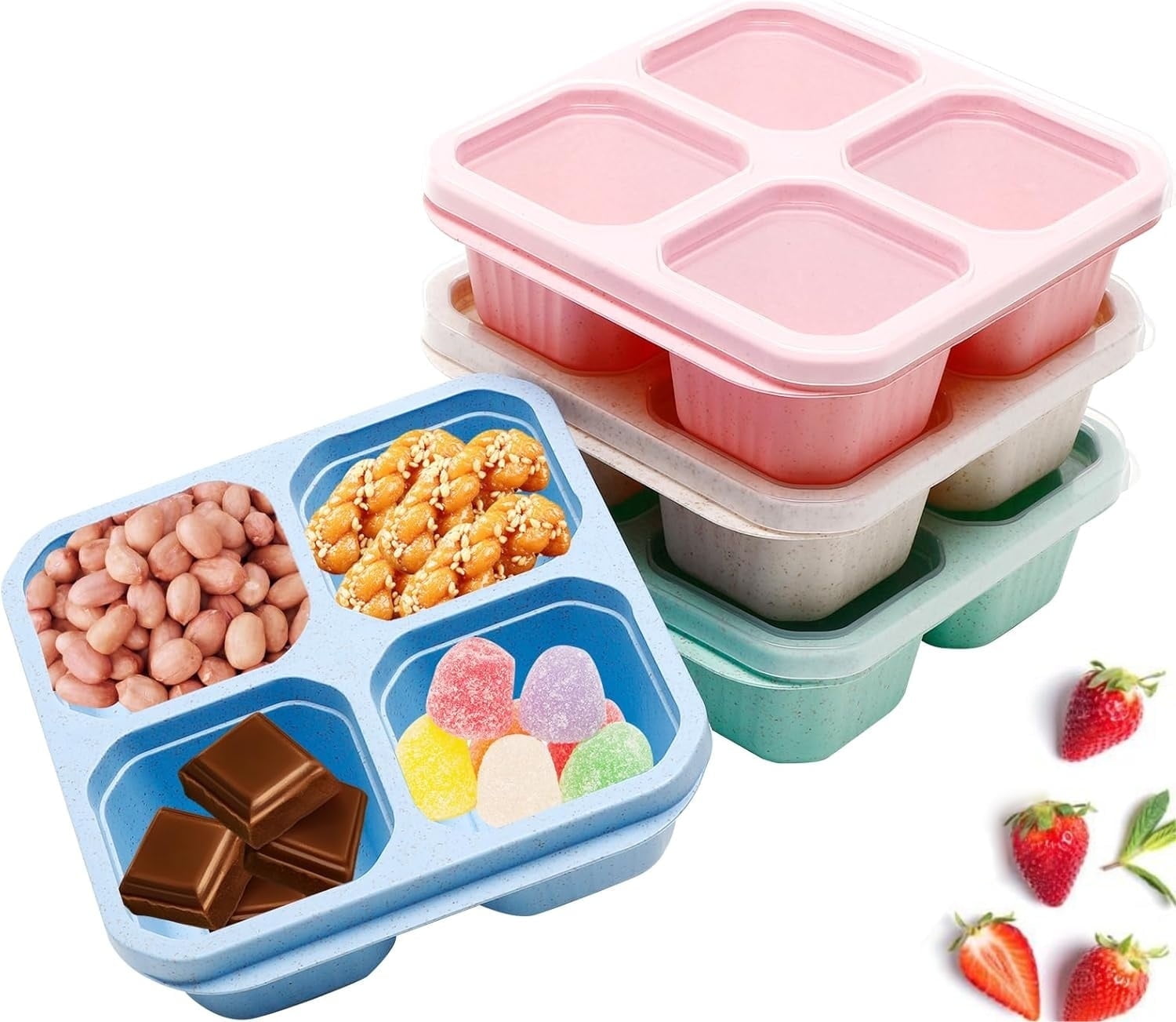 GIXUSIL 6.5x6.1x2.2In Lunch Box,Multi-color Wheat Straw Meal Prep Lunch ...