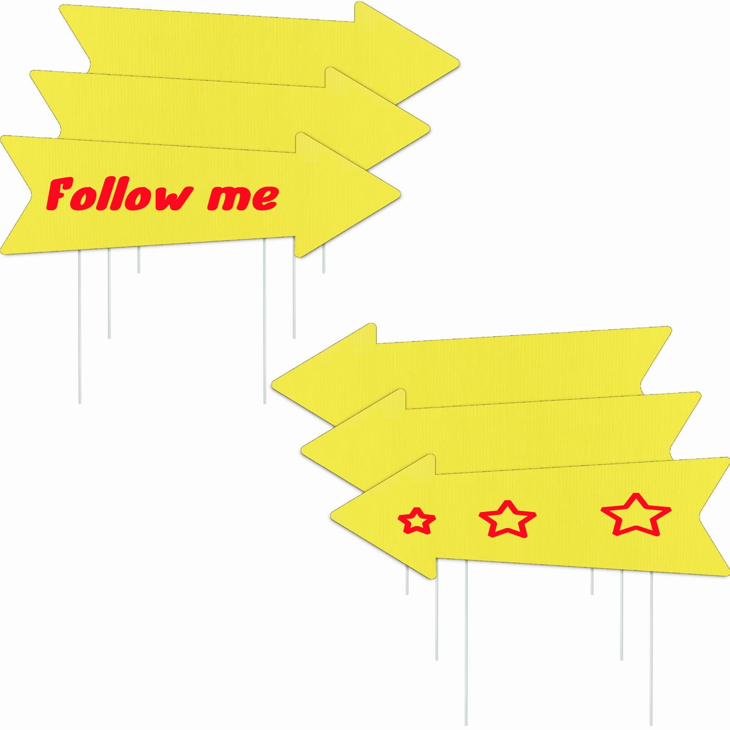 GIXUSIL 6 Pack Arrow Signs with Stakes Corrugated Plastic This Way ...