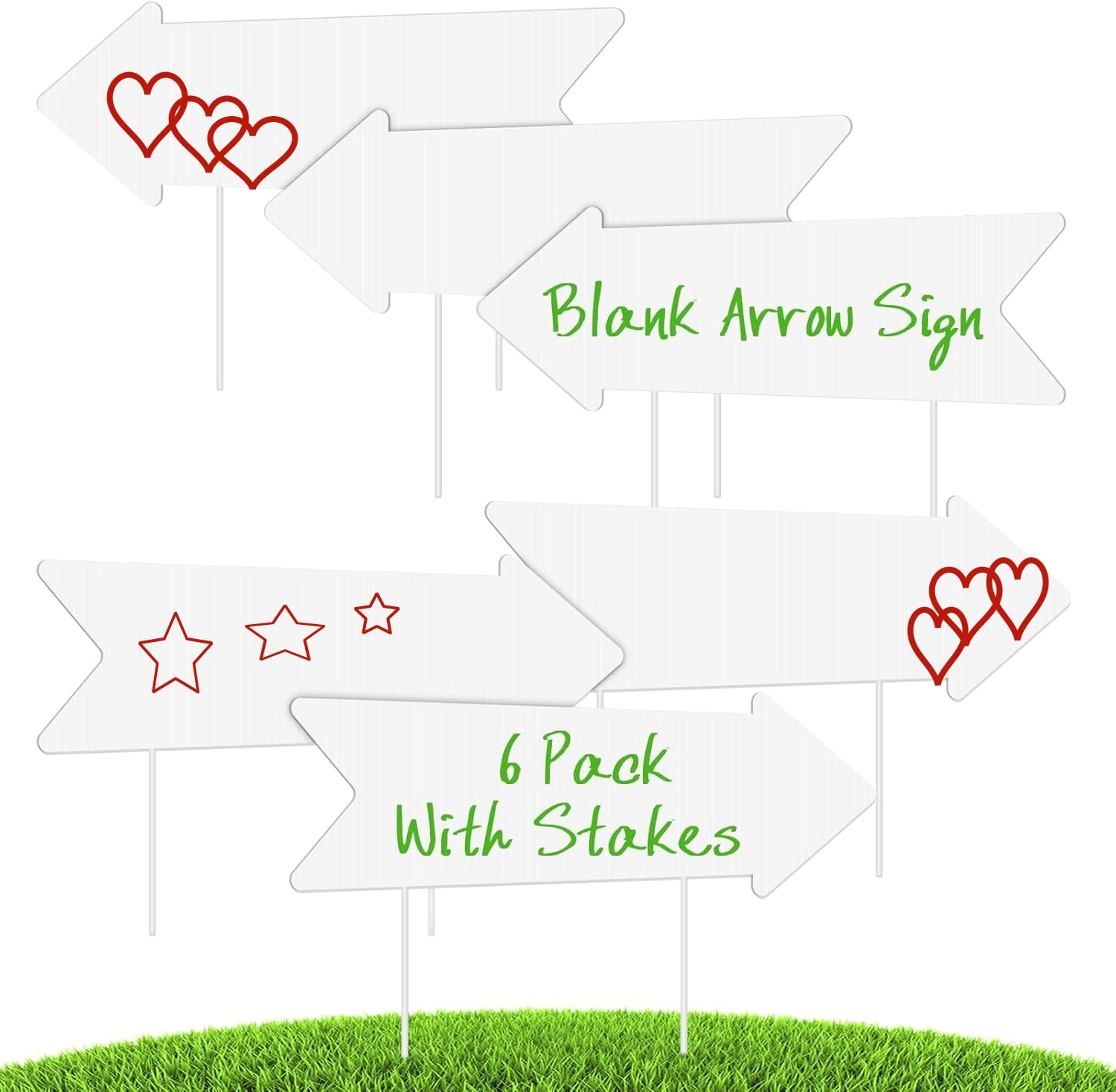 GIXUSIL 6 Pack Blank Arrow Signs With Stakes - 17 x 6 inches Wedding ...