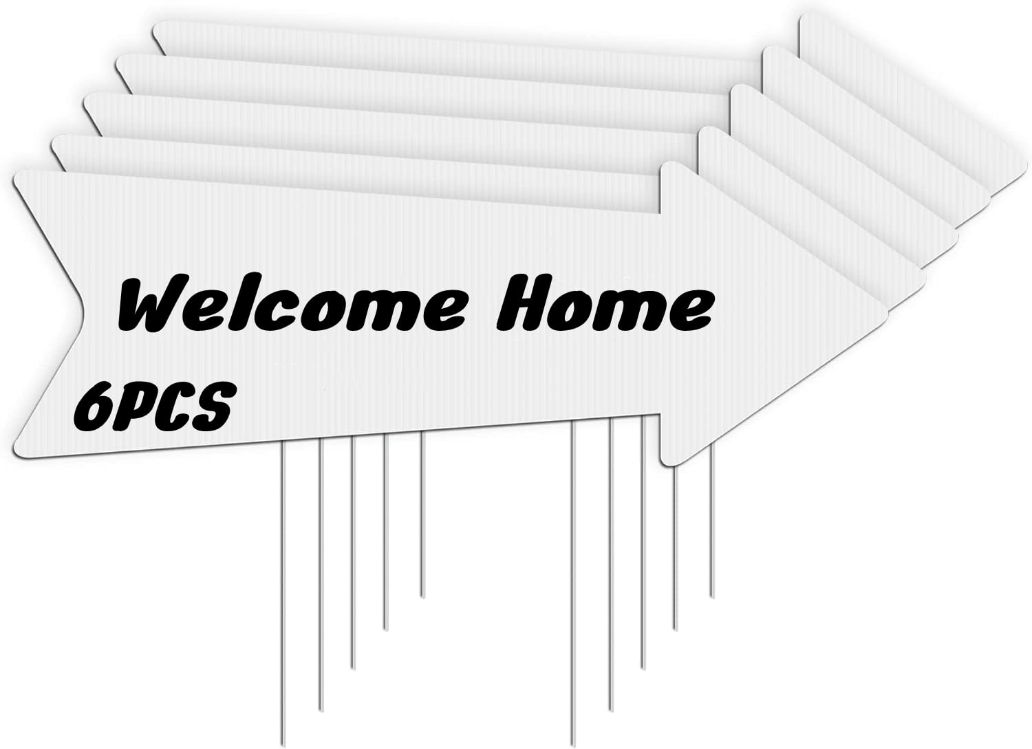 GIXUSIL 6 Pack Blank Arrow Yard Signs with Stakes, White 17 x 6 inches ...