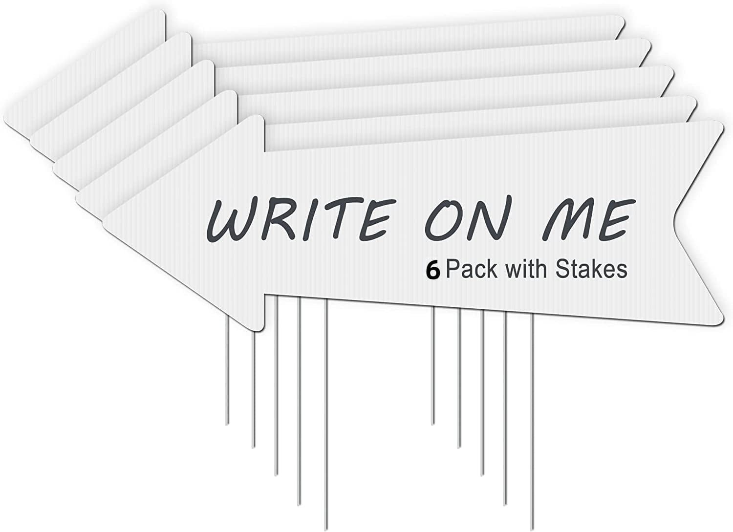 GIXUSIL 6 Pack Arrow Yard Signs with Stakes, White Directional Signs ...