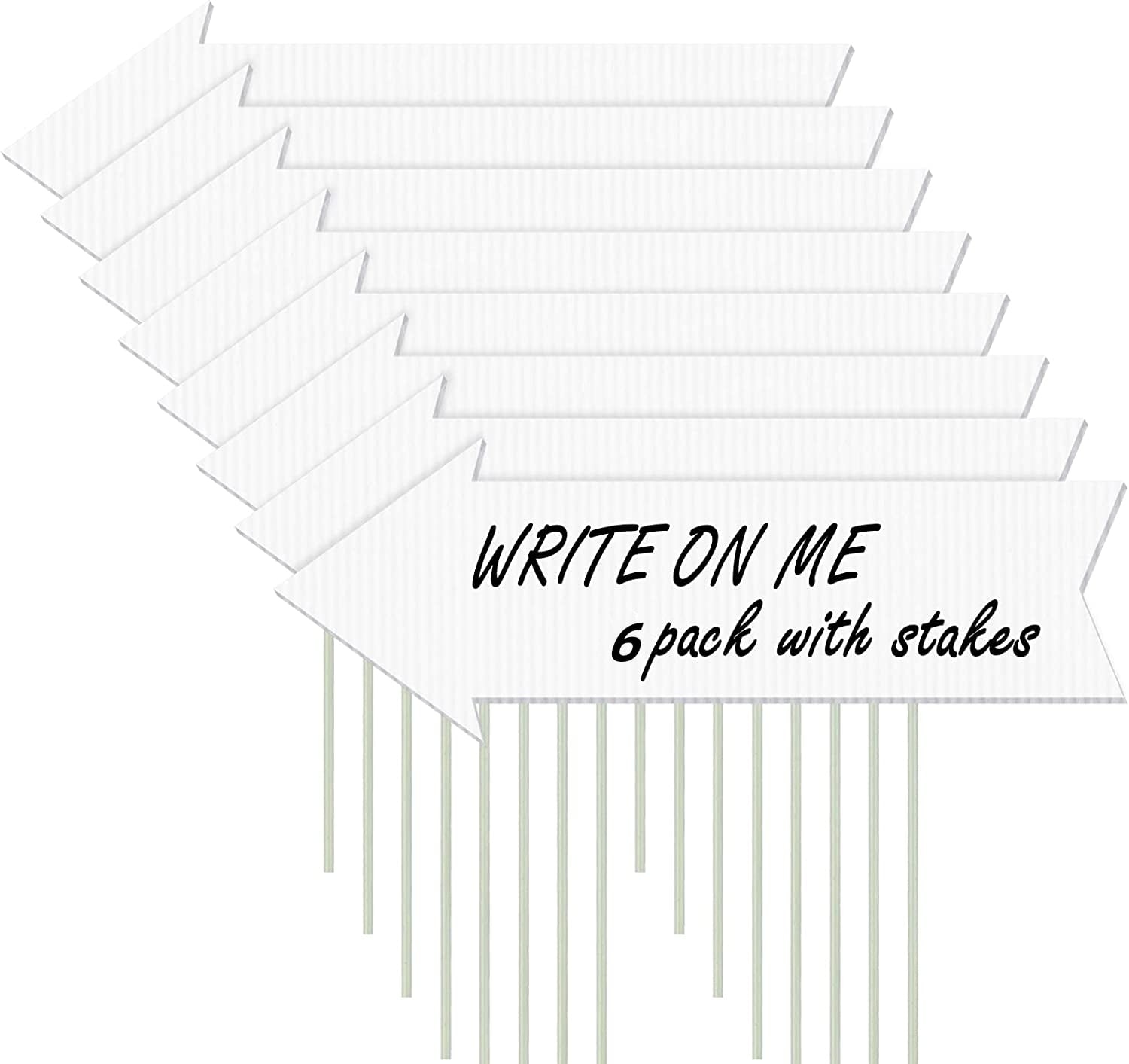 GIXUSIL 6 Pcs Arrow Signs 17 x 6 Inches Blank Arrow Yard Signs with ...