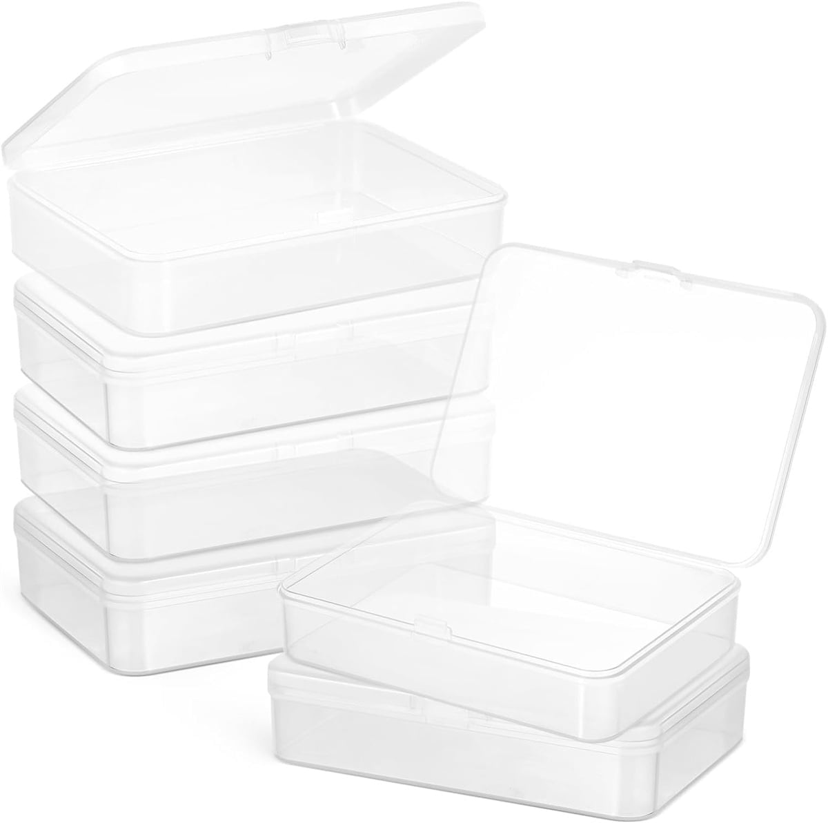 GIXUSIL 6 Pcs Clear Storage Box, Craft Box Containers, Rectangular ...