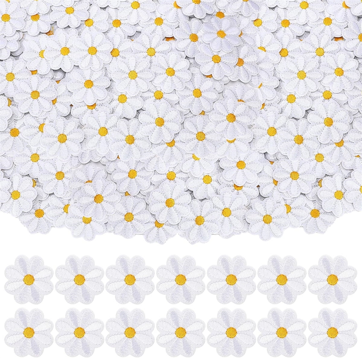 GIXUSIL 60 Pieces Daisy Embroidery Patch, White Yellow Daisy Flower ...