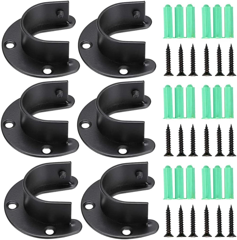 GIXUSIL 6Pcs U Shaped Stainless Steel Closet Pole Sockets Opening ...