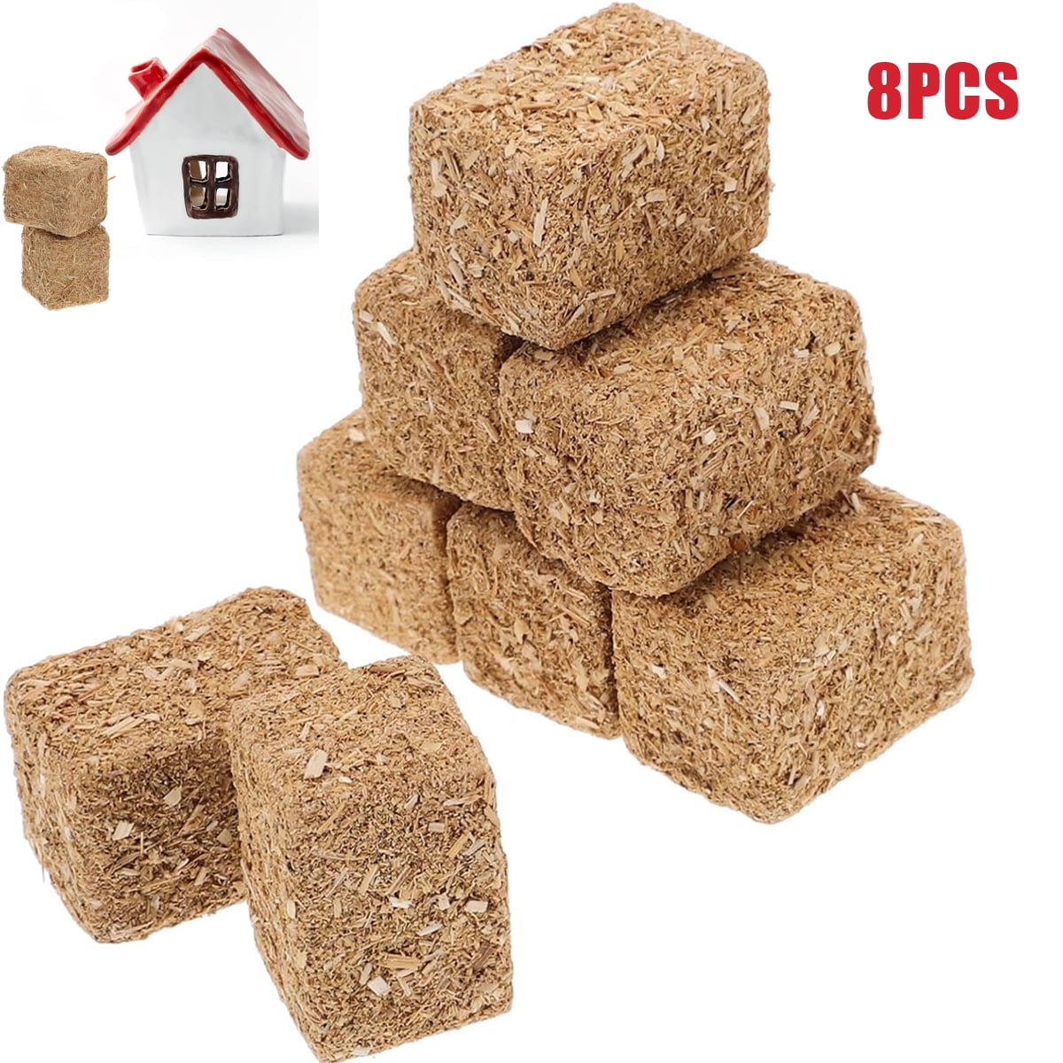 GIXUSIL 8 Pcs Realistic Haystack Decor, Miniature Hay Bales Outdoor ...