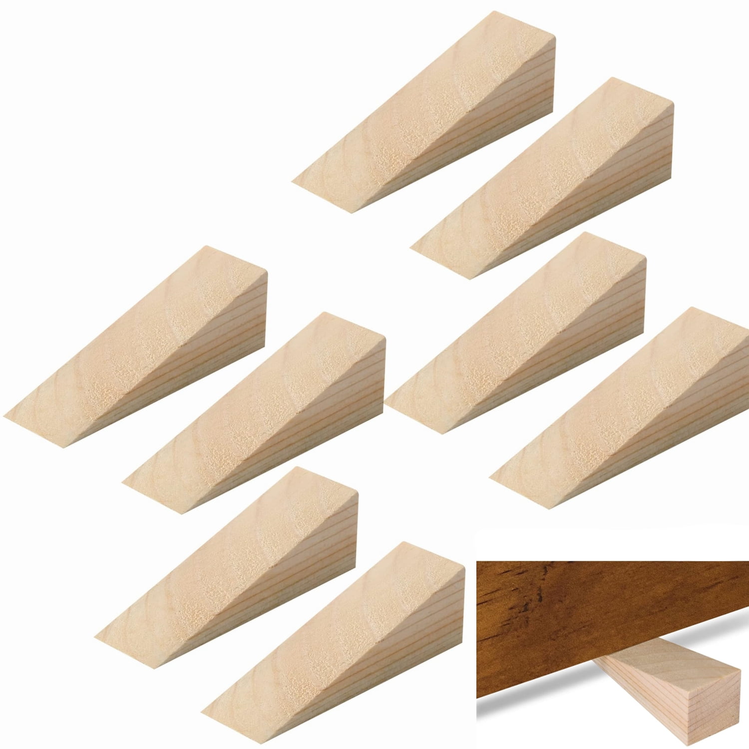 GIXUSIL 8 Pcs Wooden Door Stopper Wedge Non Slip Firefighter Wood Door ...