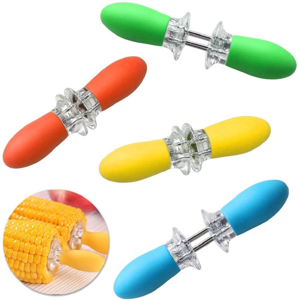 GIXUSIL 8Pcs Stainless Steel Corn Cob Holders with Silicone Handle ...
