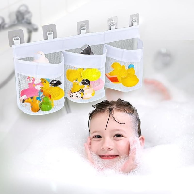 GIXUSIL Bath Toy Organizer, Large Capacity Quick-Fetch Way Mesh Bath ...