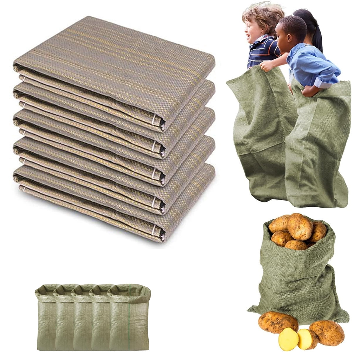 GIXUSIL Durable Potato Sack, 24"x40" Large Seed Sack Outdoor Lawn Games ...
