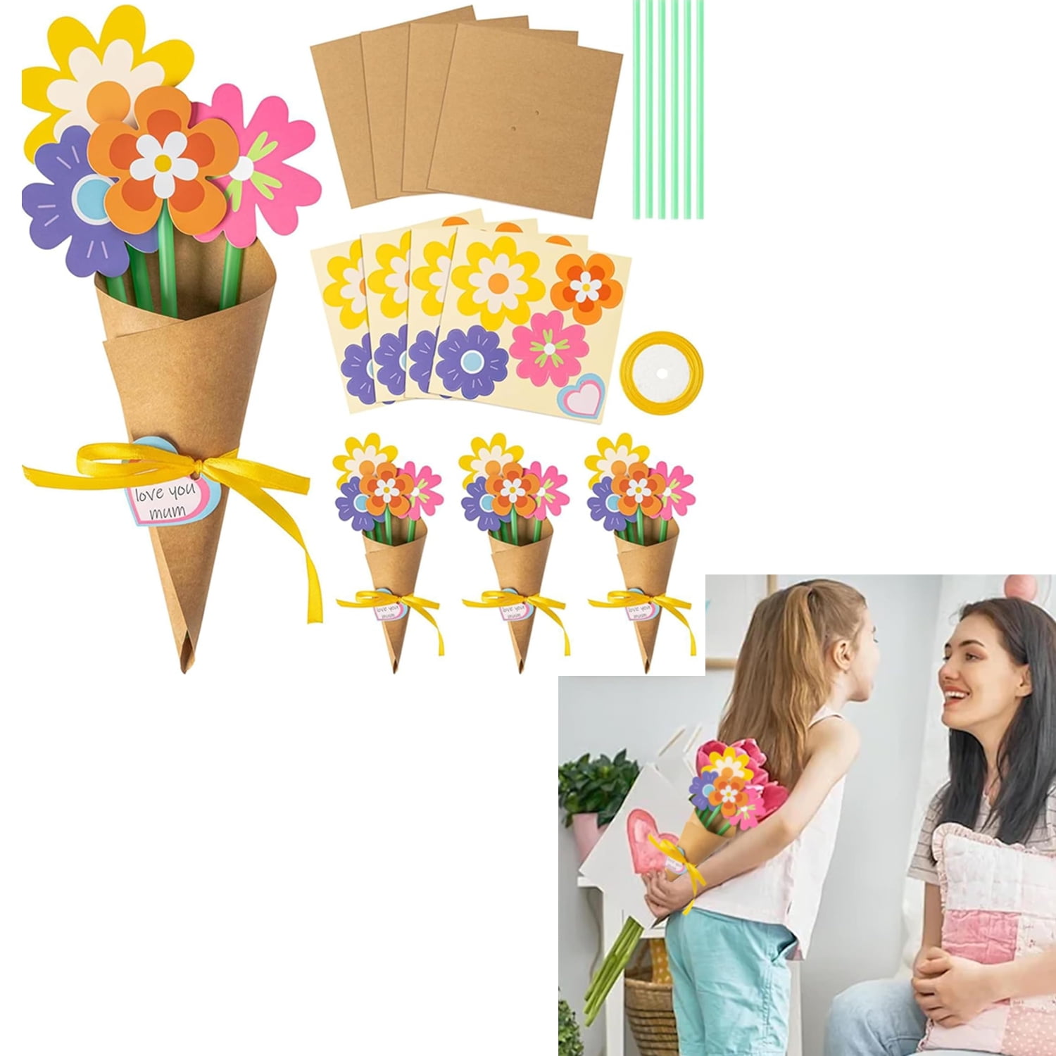 GIXUSIL Flower Bouquet Craft Kit -24 Set DIY Mother's Day Flower ...