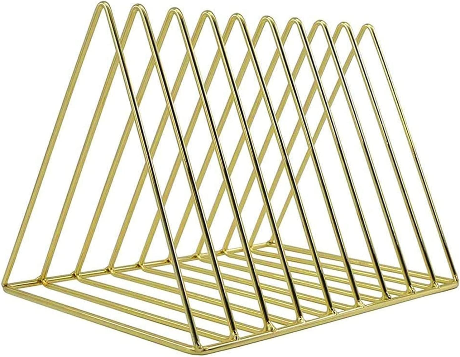GIXUSIL Gold Magazine Newspaper Holder Triangle File Folder 9 Slot ...