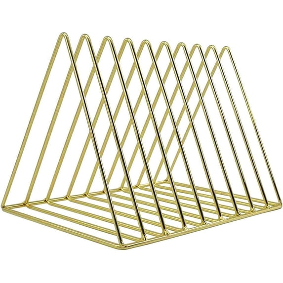 GIXUSIL Gold Magazine Newspaper Holder Triangle File Folder 9 Slot ...