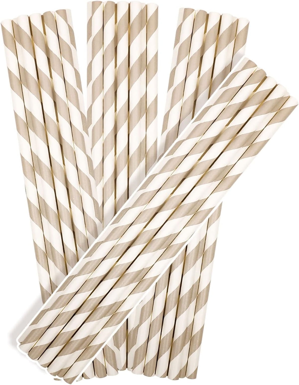 GIXUSIL Gray and White Paper Straws, Biodegradable Gray Striped ...
