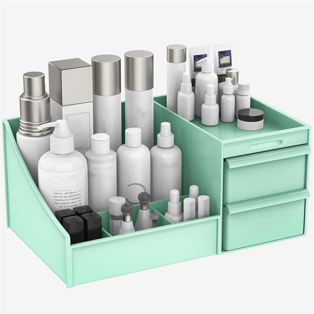 GIXUSIL Green Countertop Makeup Storage Box,Cosmetic Display Case with ...