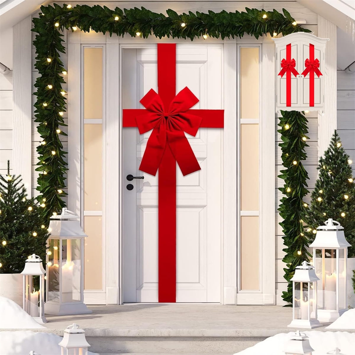 GIXUSIL Large Red Velvet Christmas Cabinet Door Ribbon Bow, Big ...