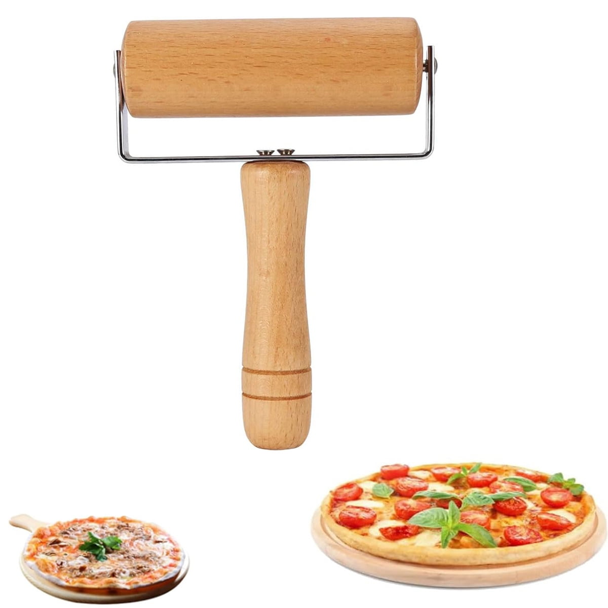 GIXUSIL Non Stick Wooden Rolling Pin, Pastry Pizza Roller, Wooden ...