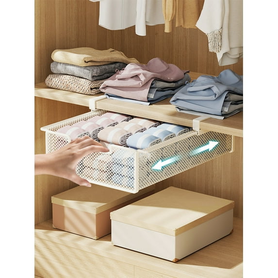 GIXUSIL Pull Out Basket Storage Under Shelf, Under Cabinet Hanging ...