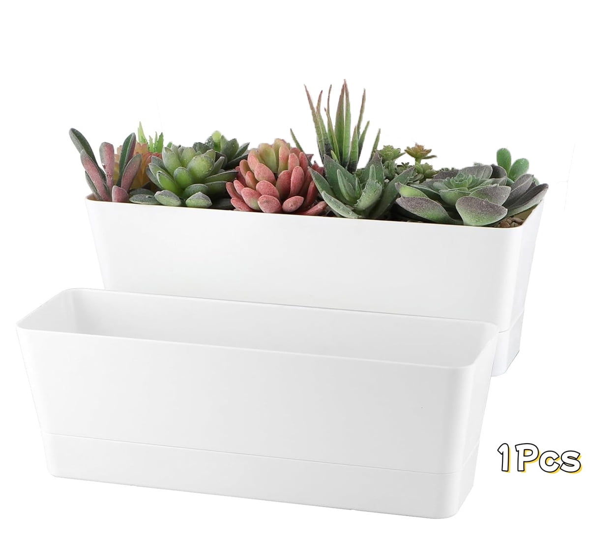 GIXUSIL Rectangular Plastic Planter, 12"x3.8" Window Box Planter with ...