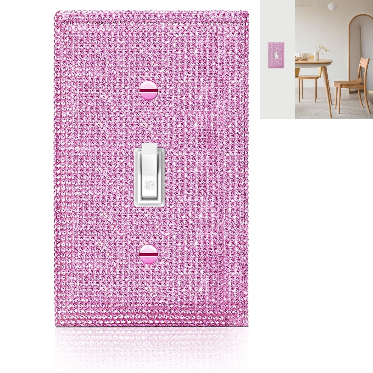GIXUSIL Shiny Pink Rhinestones Wall Plates Light Switch Decorative ...