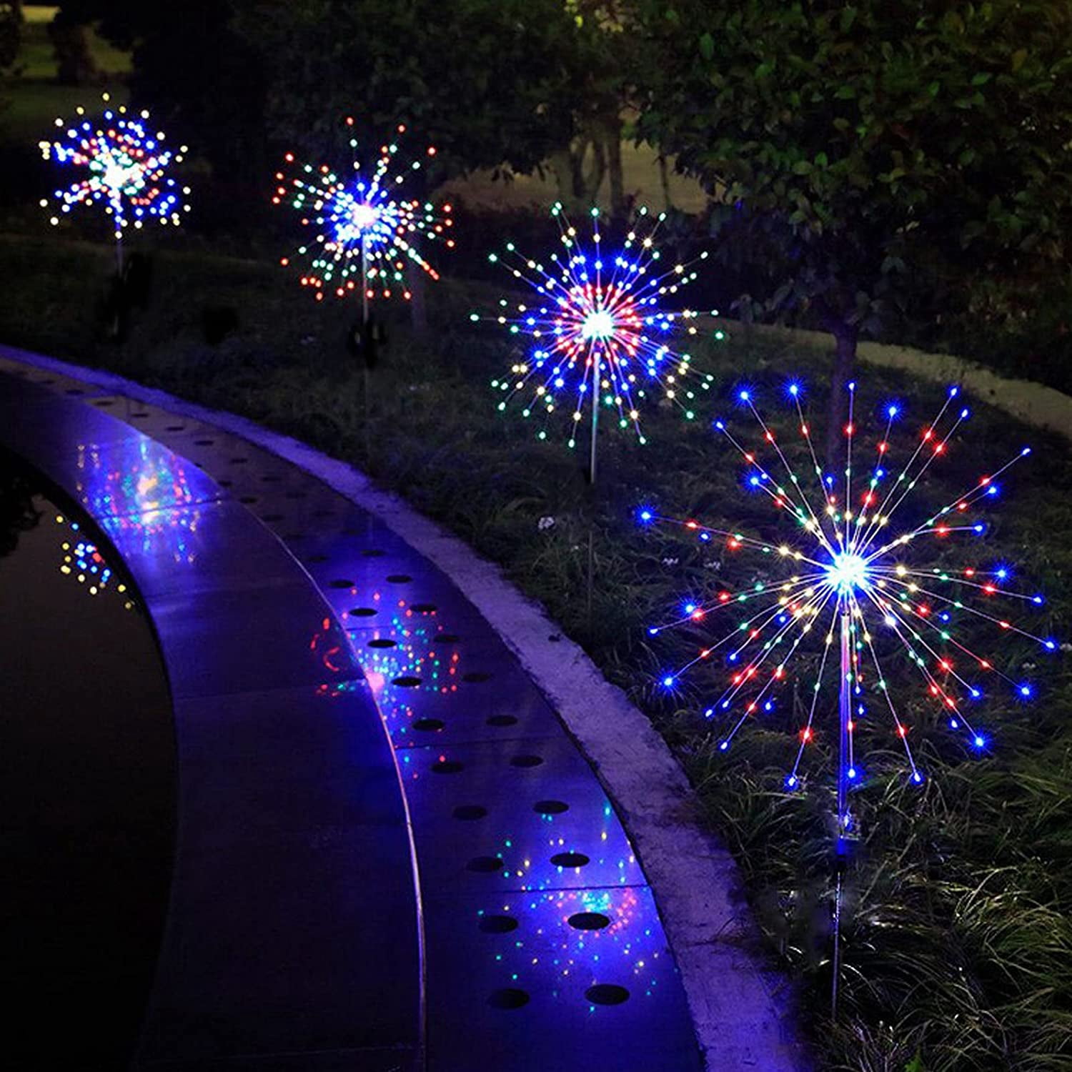 Torubia Solar Firework Lights Outdoor, 4 Pack 480 LED Garden Lights ...