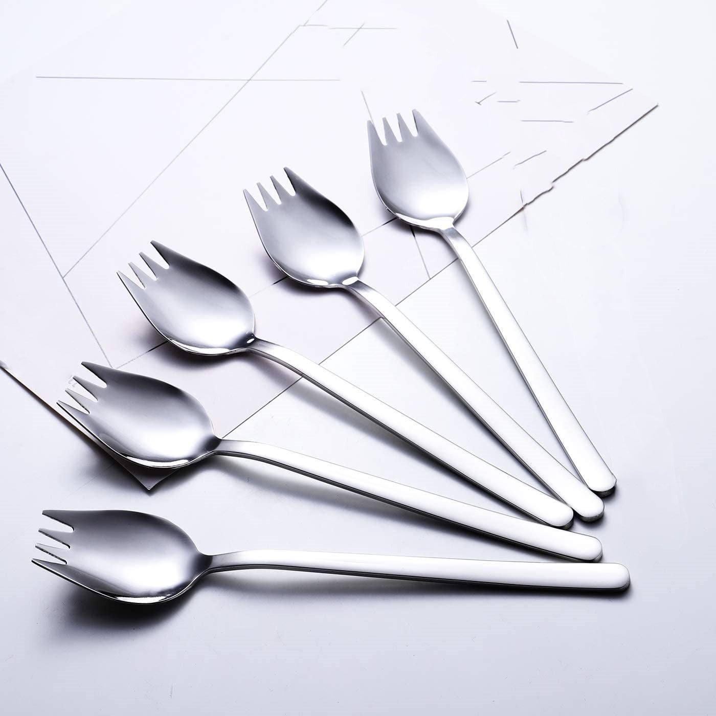 GIXUSIL Stainless Steel 18/10 Sporks Titanium Metal Spork Set of 5 ...