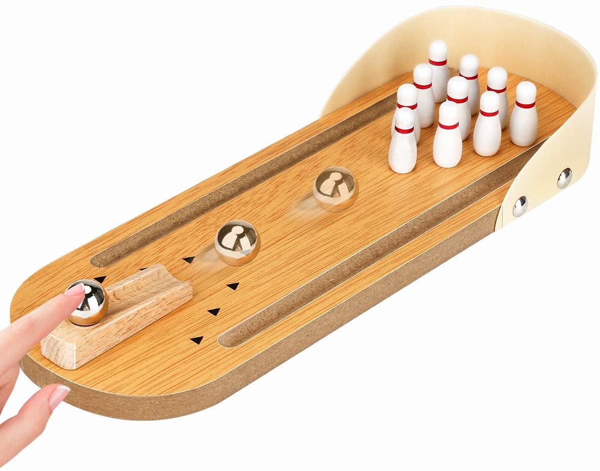 GIXUSIL Table Mini Bowling Game Set Wooden Desktop Decoration Children ...