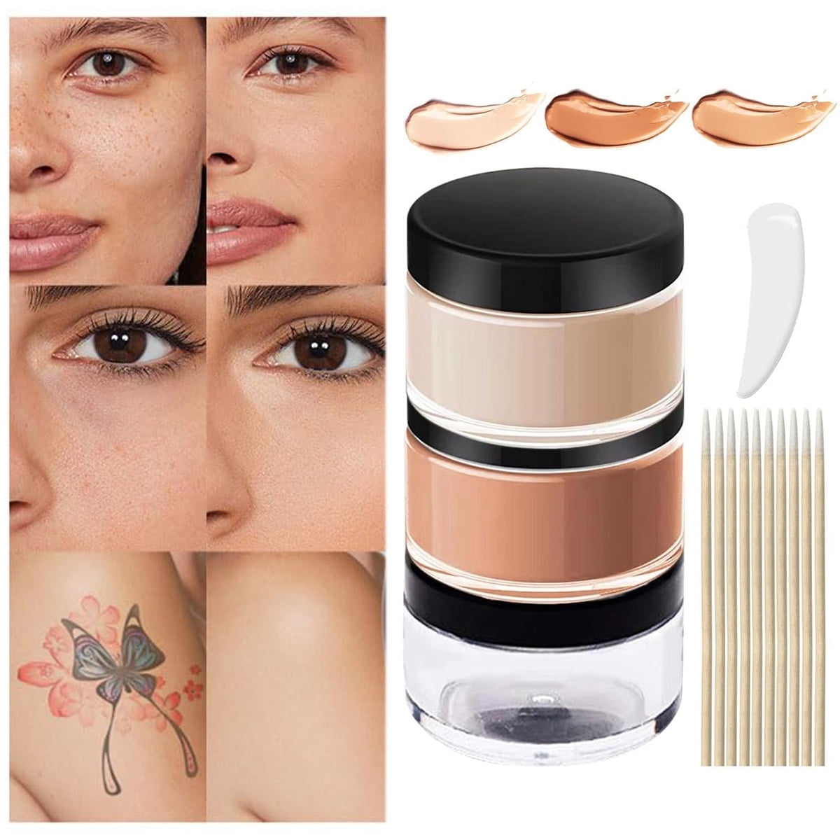 GIXUSIL Tattoo Cover-up Cream Body Concealer 40Pcs Long Lasting ...