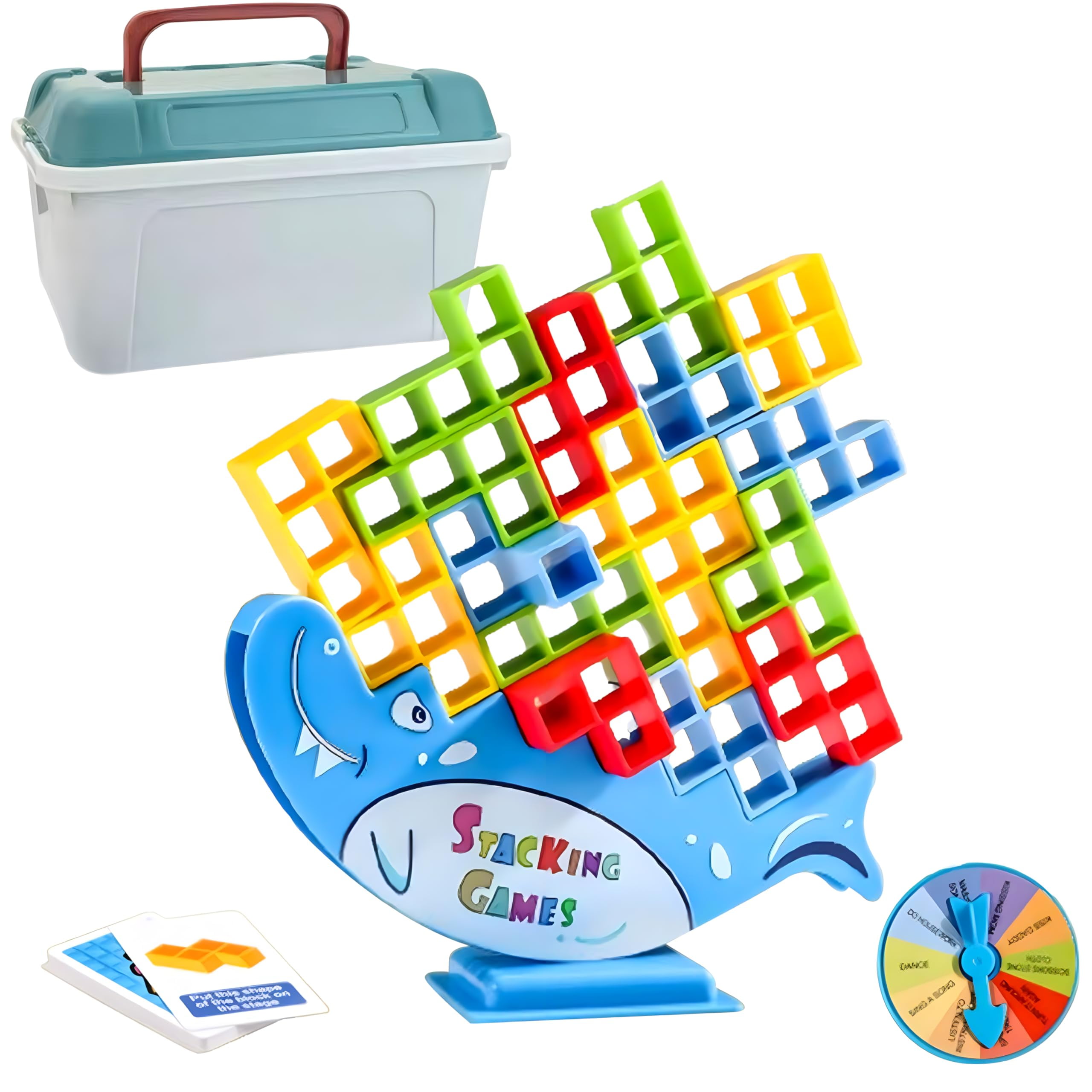 GIYOFUNLIF 48Pcs Tower Stack OIF8 Game, 2+ Players Stacking Fun Family Board Tetra Stack Attack ...