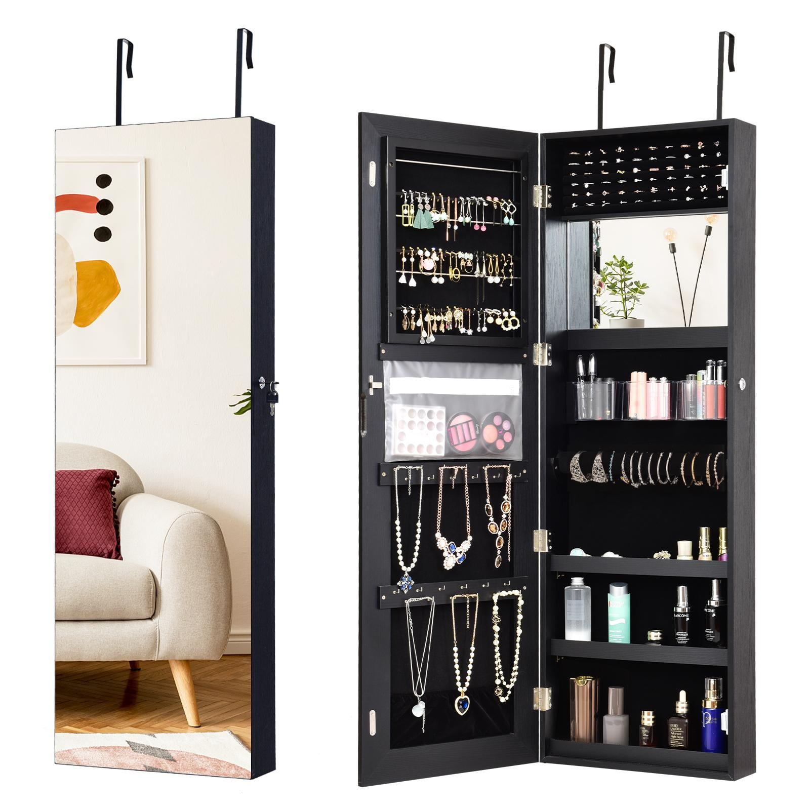 Giantex Large Jewelry Cabinet Armoire, Lockable Wall/Door Mounted ...